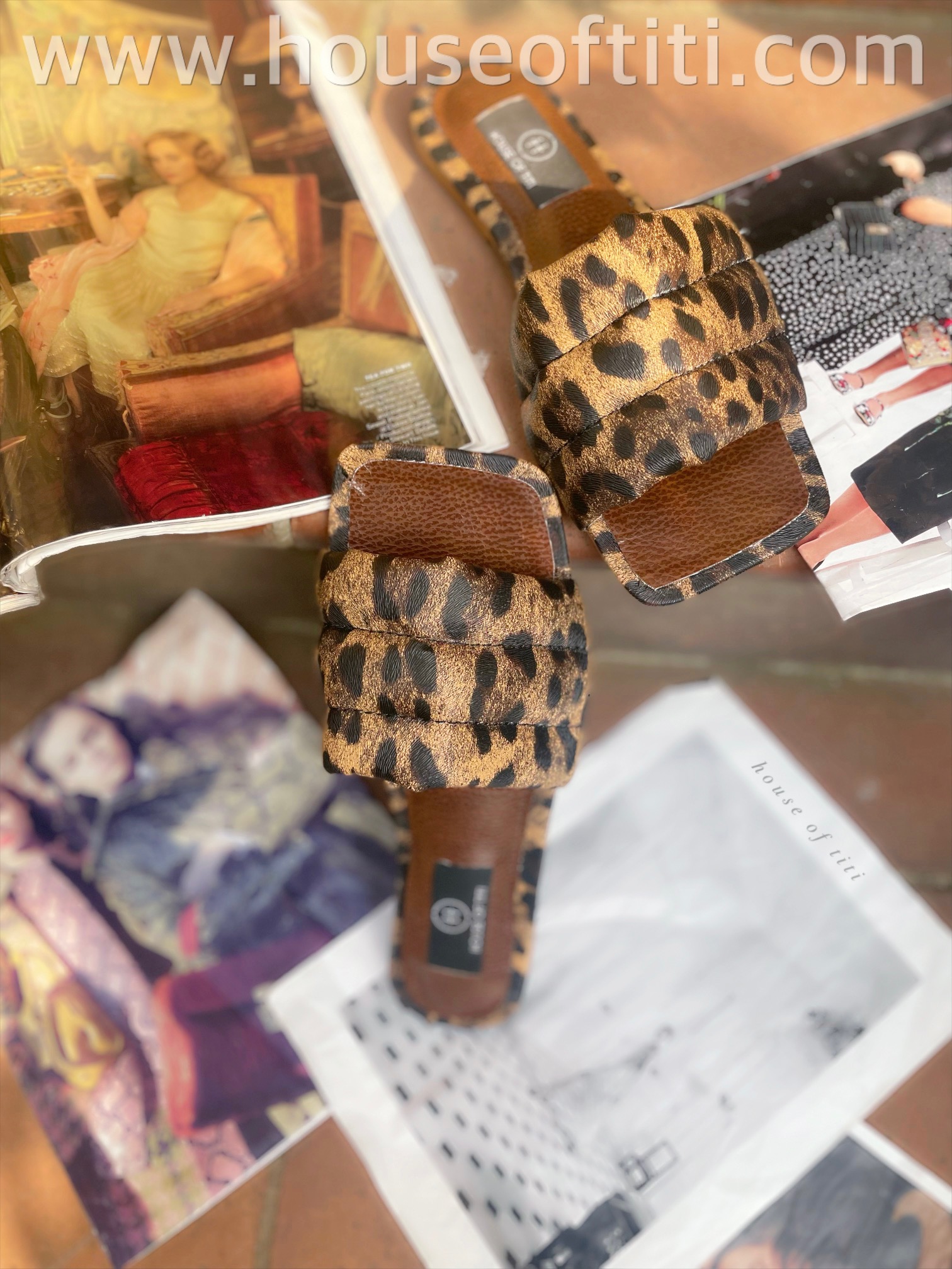 Puffy Leopard Inspired Slides - House of Titi | Clothing, Footwear ...